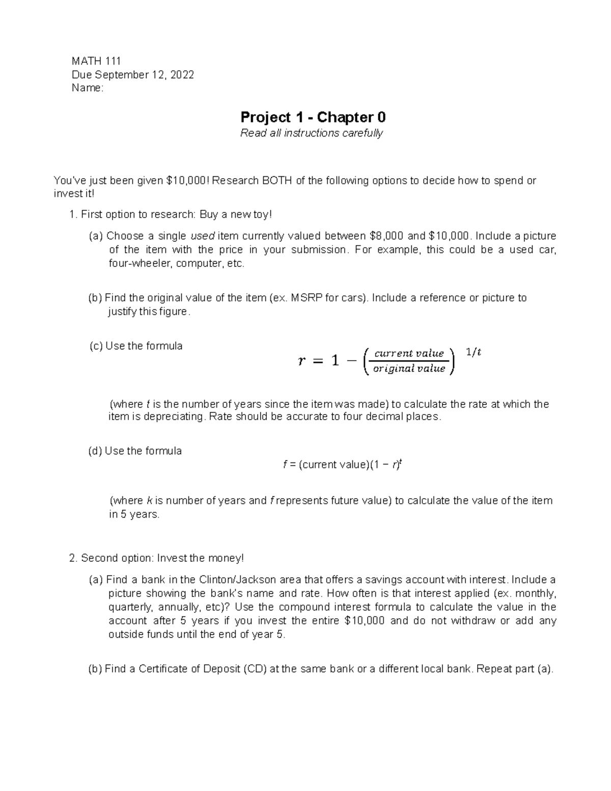 MAT111 Project 1 - Chapter 0 - Google Docs - MATH 111 Due September 12 ...