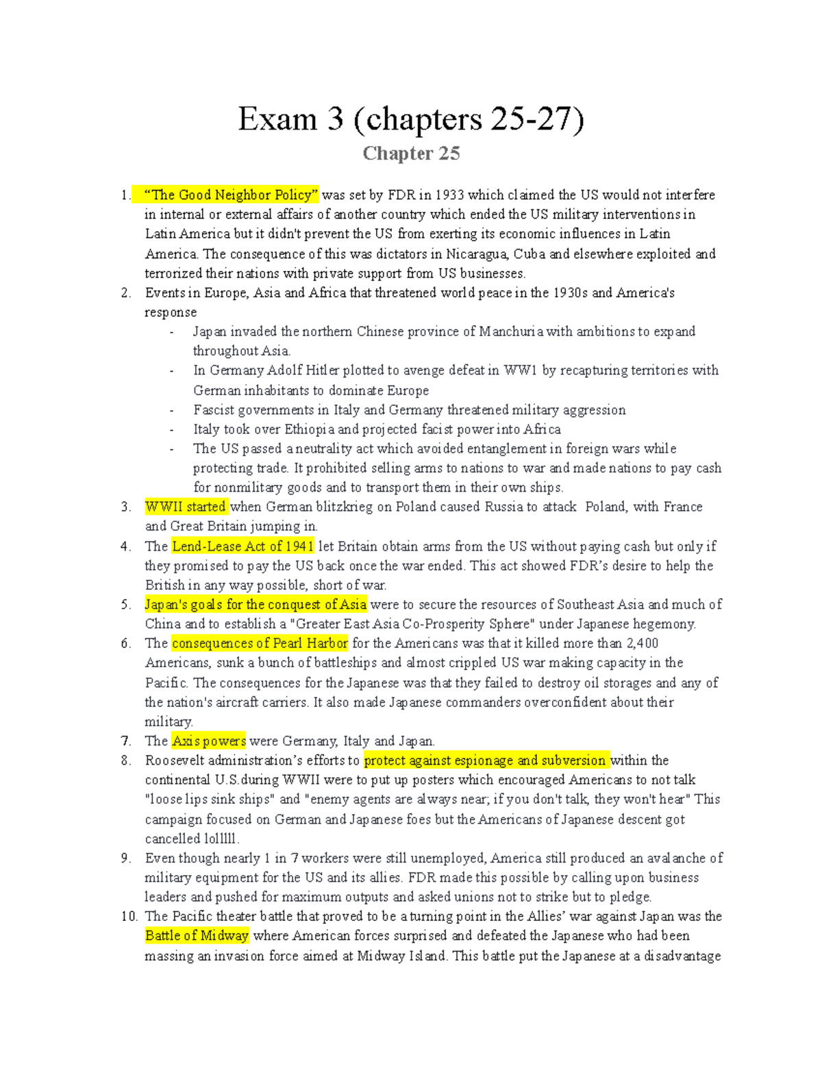 Exam 3 (chapters 25-27) - Exam 3 (chapters 25-27) Chapter 25 “The Good ...