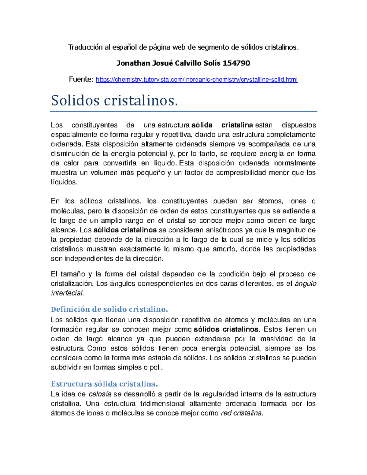 Traducción al español de página web de segmento de sólidos cristalinos ...