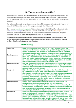 Opdracht 1 Talentontwikkeling - Opdrachten Talentontwikkeling Opdracht 1: Doorsnede talenten ...