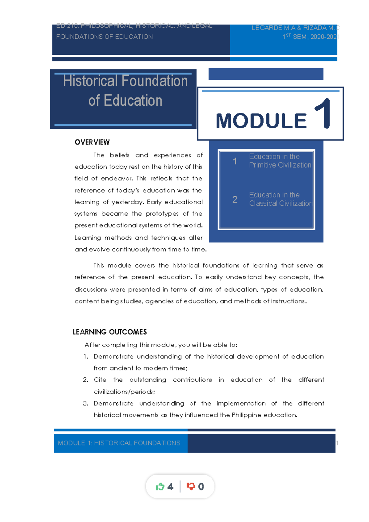 Module-1-historical-foundations-of-education compress - FOUNDATIONS OF EDUCATION LEGARDE M ...