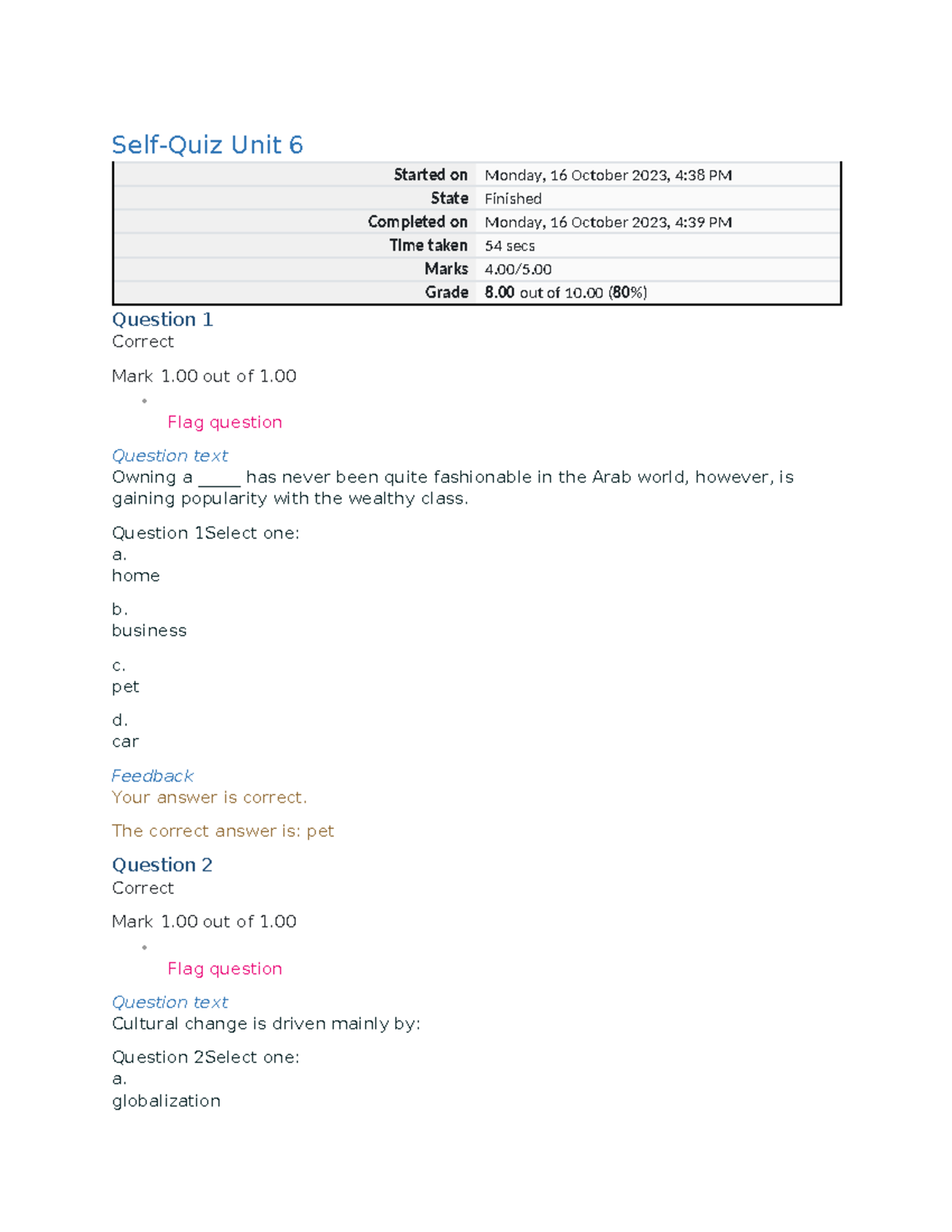 POLS 1503 self quiz 6 - self quiz attempt - Self-Quiz Unit 6 Started on ...