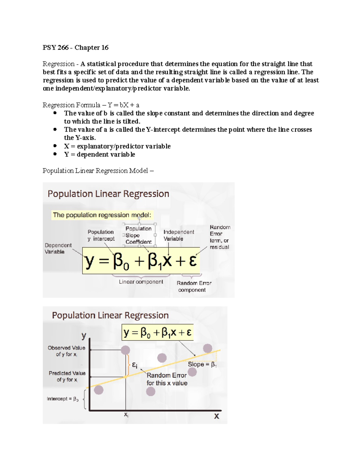 PSY 266 - Chapter 16 - PSY 266 - Chapter 16 Regression - A statistical ...