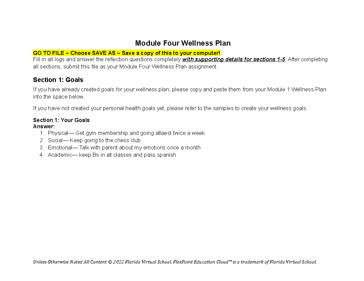 1module four wellness plan Tucker Gravley - Module Four Wellness Plan ...