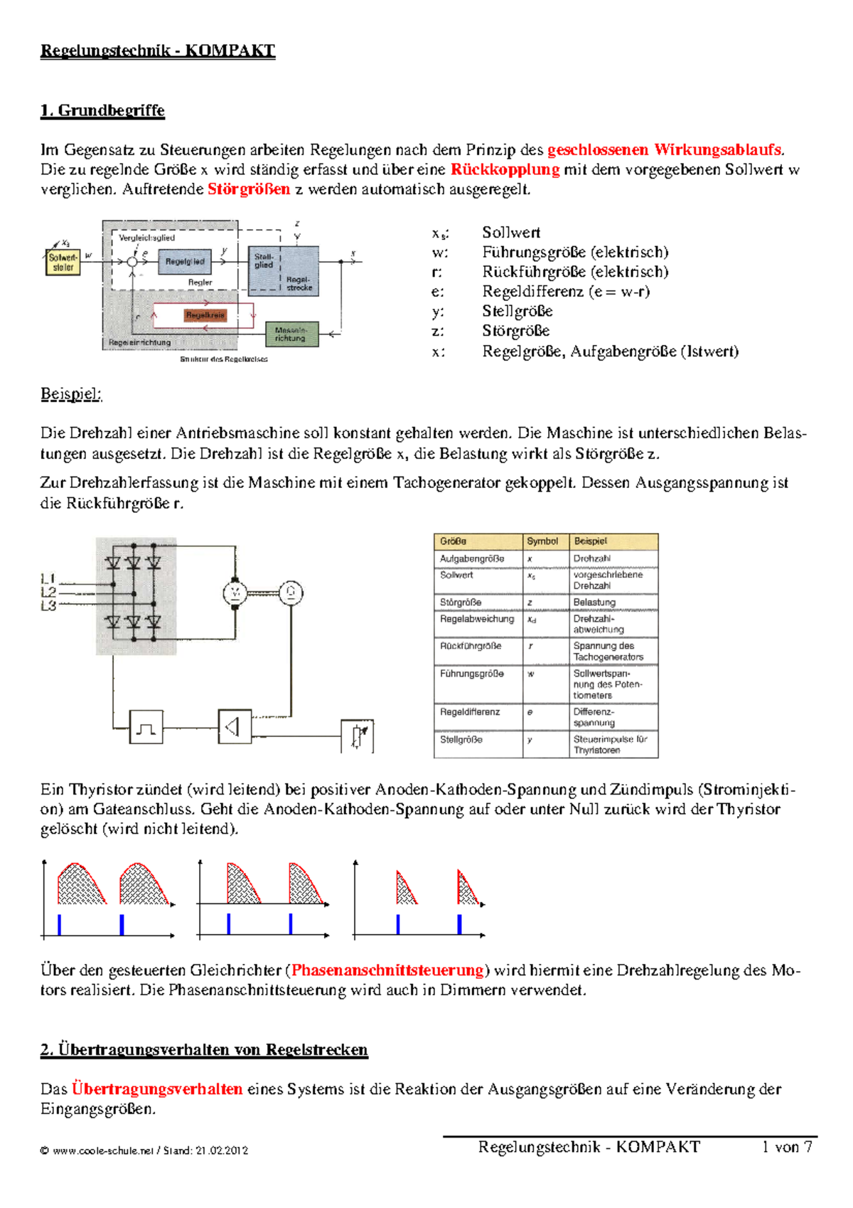 Regelungstechnik Zusammenfassung - Regelungstechnik Gegensatz zu ...