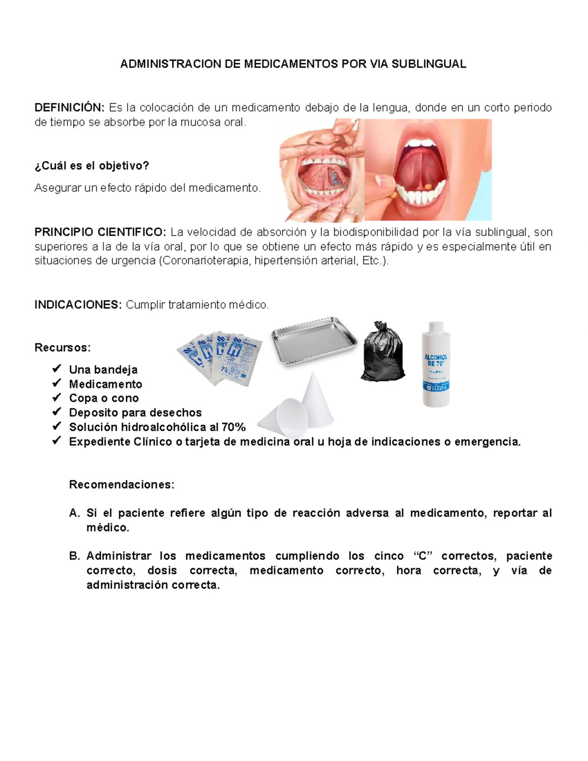 Via sublingual - ADMINISTRACION DE MEDICAMENTOS POR VIA SUBLINGUAL ...