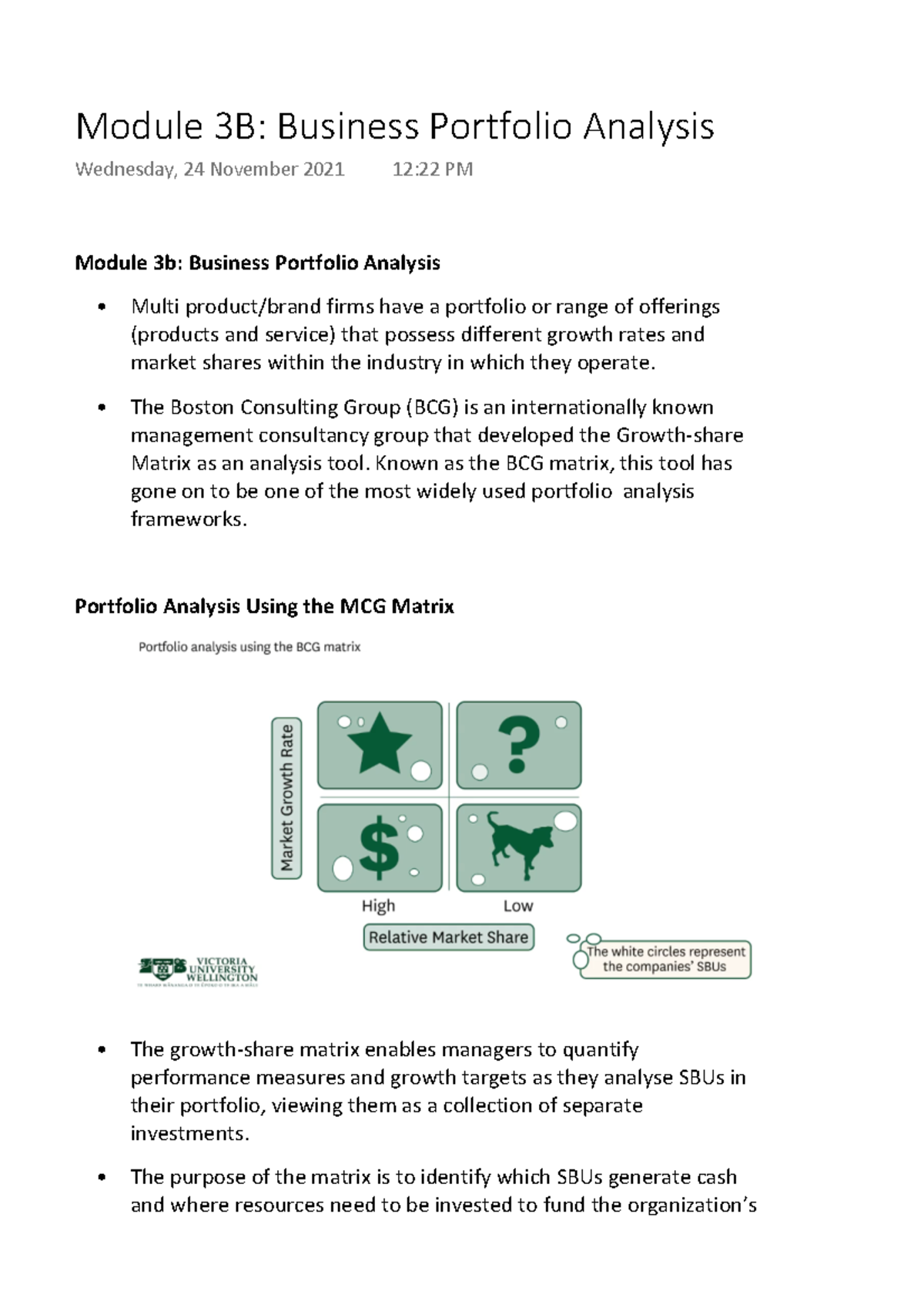MARK101 Module 3B Business Portfolio Analysis - Module 3b: Business ...