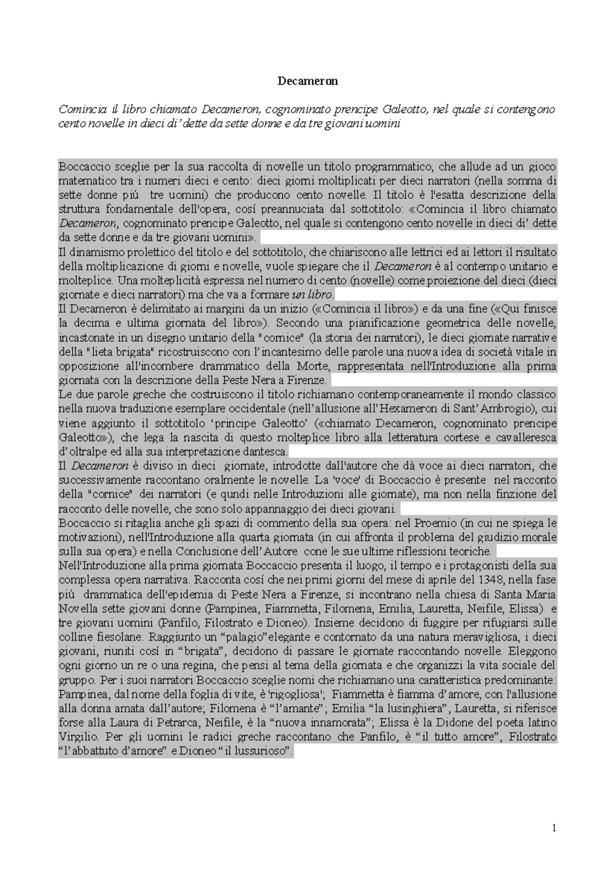 Il Decameron testo completo con approfondimenti - Decameron Comincia il ...