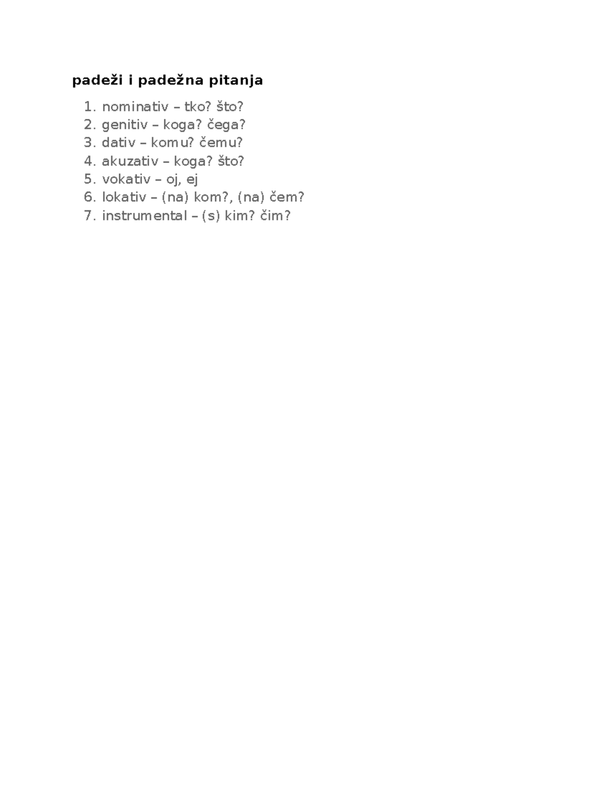 Document 4 - vježba - Fonetika I Fonologija - padeži i padežna pitanja ...