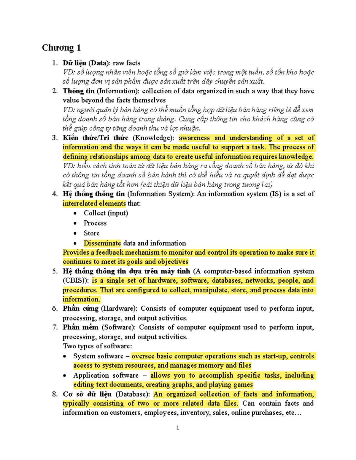 HE Thong CAC DIEM LY Thuyet - Chương 1 Dữ liệu (Data): raw facts VD: số ...