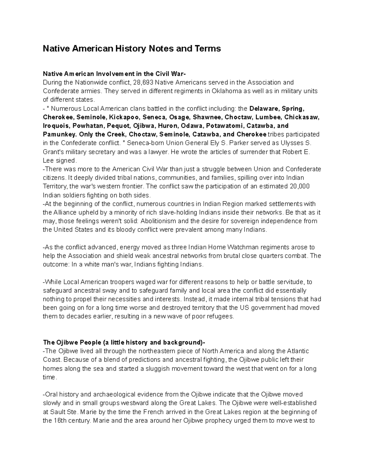 Native American History Notes and Terms 3 - Native American History ...