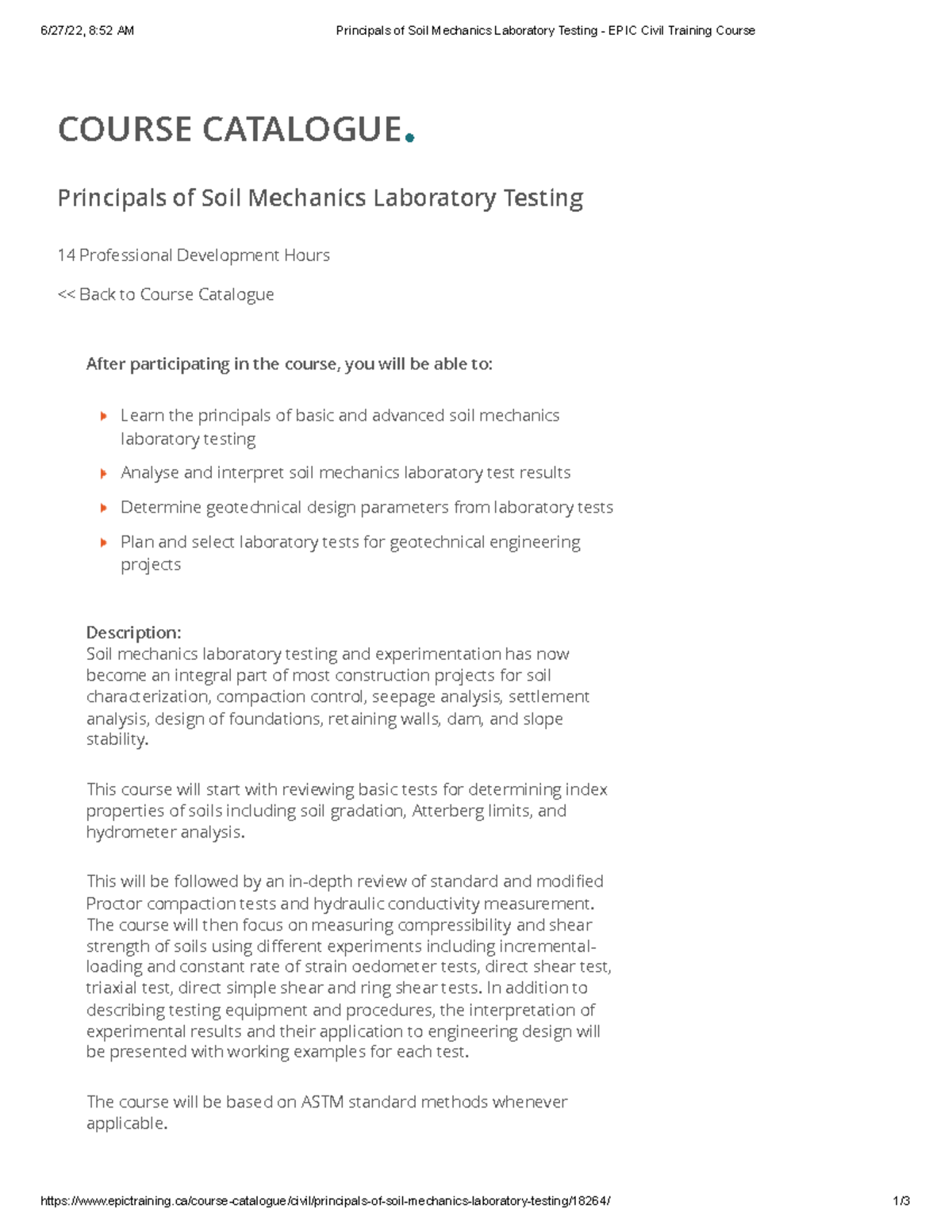 Principals of Soil Mechanics Laboratory Testing - EPIC Civil Training ...