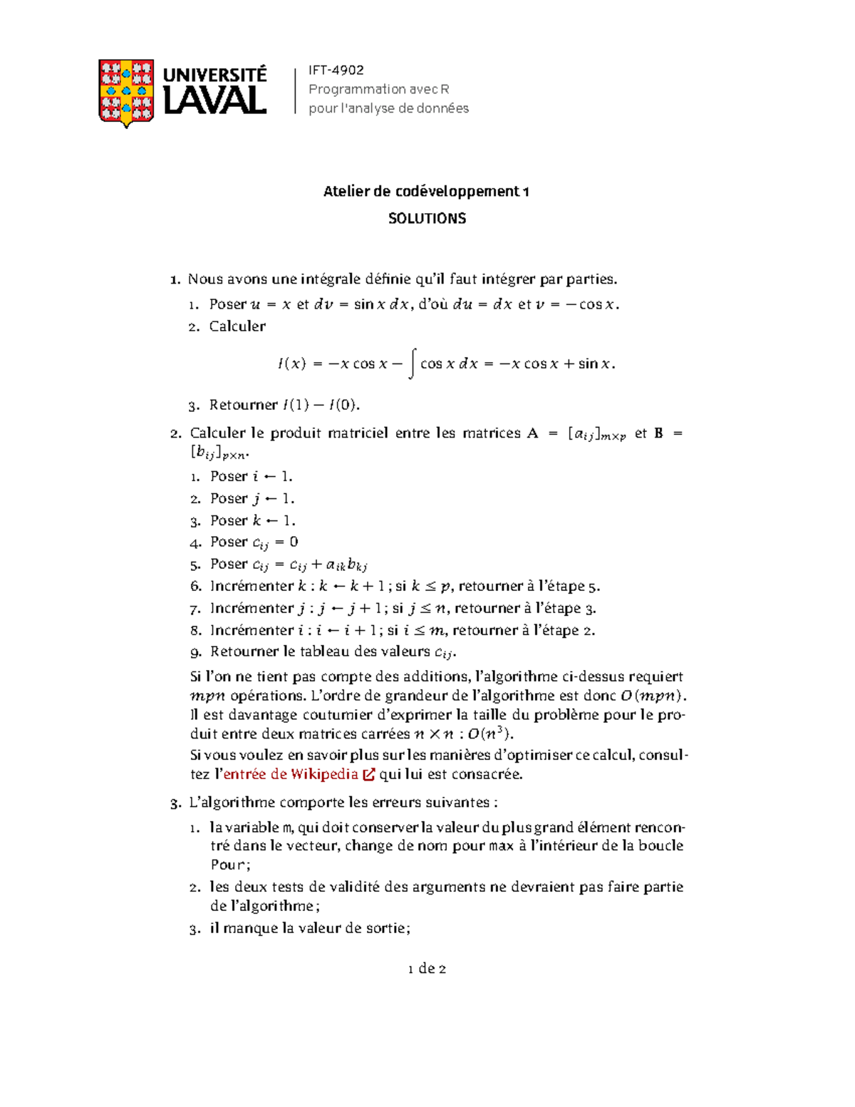 Atelier codeveloppement 1 solutions - IFT- Programmation avec R pour l ...