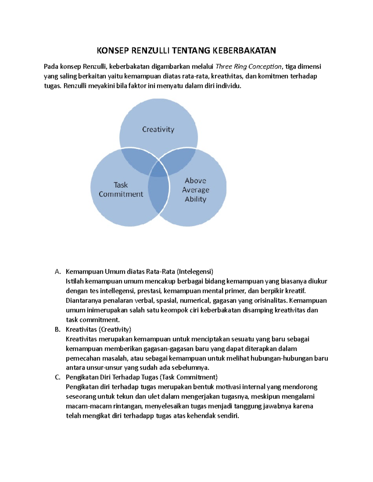 Konsep Renzulli Tentang Keberbakatan - KONSEP RENZULLI TENTANG ...