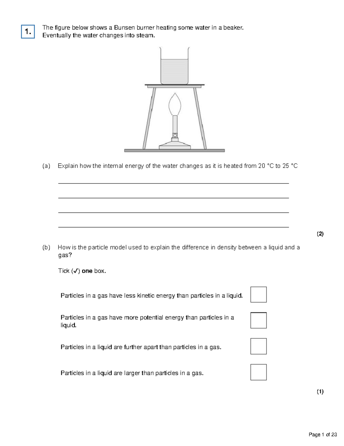 Physics - The figure below shows a Bunsen burner heating some water in ...