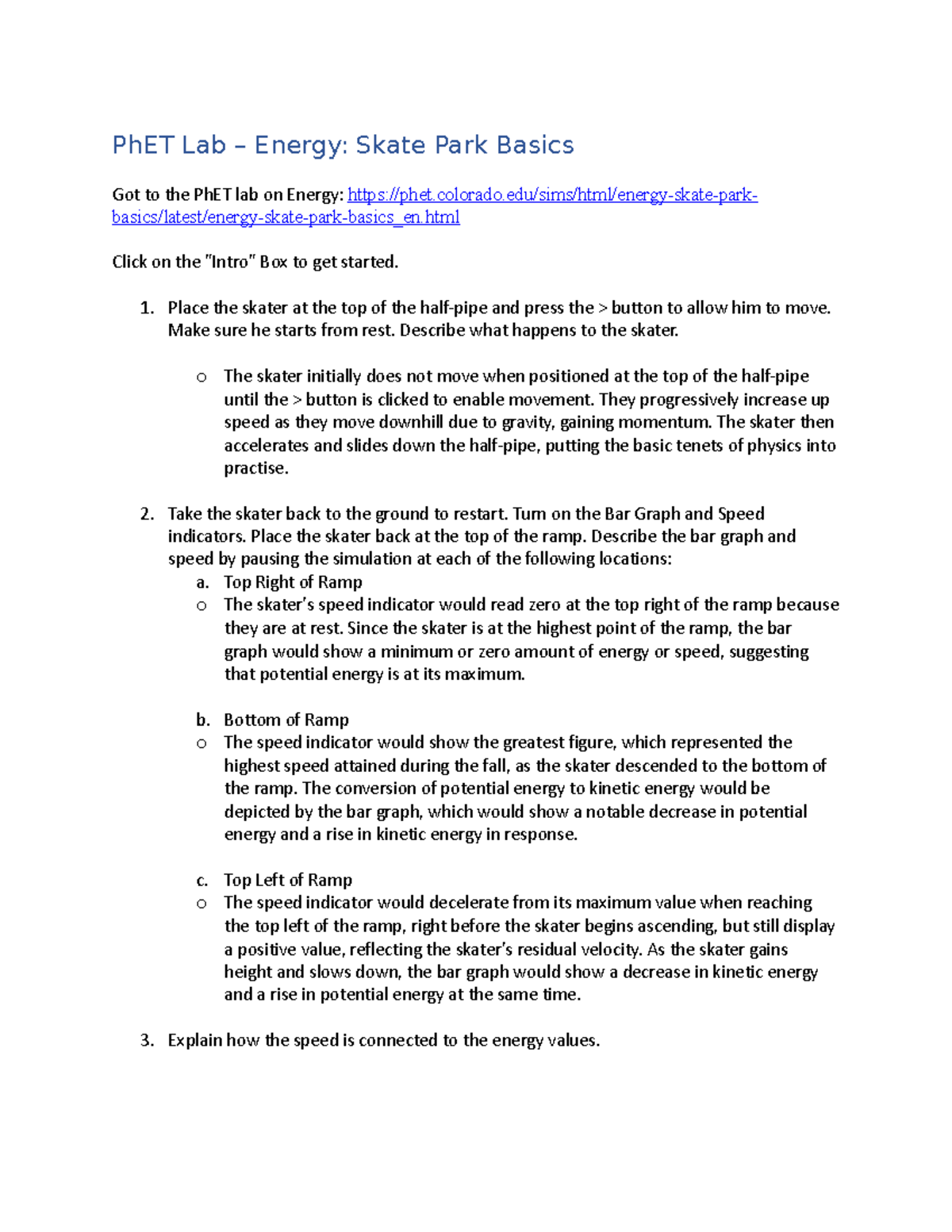 Phy2020-energy-handout-PhET Lab - PhET Lab – Energy: Skate Park Basics ...