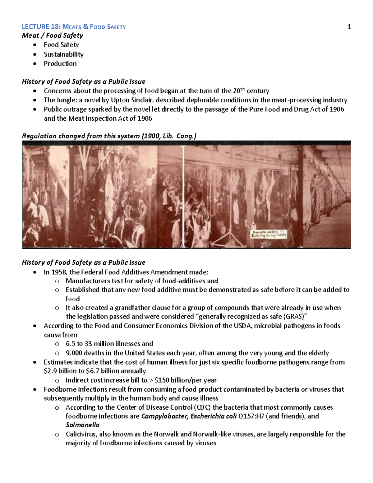 Lecture 18- Meats FOOD Safety - Meat / Food Safety - Food Safety ...