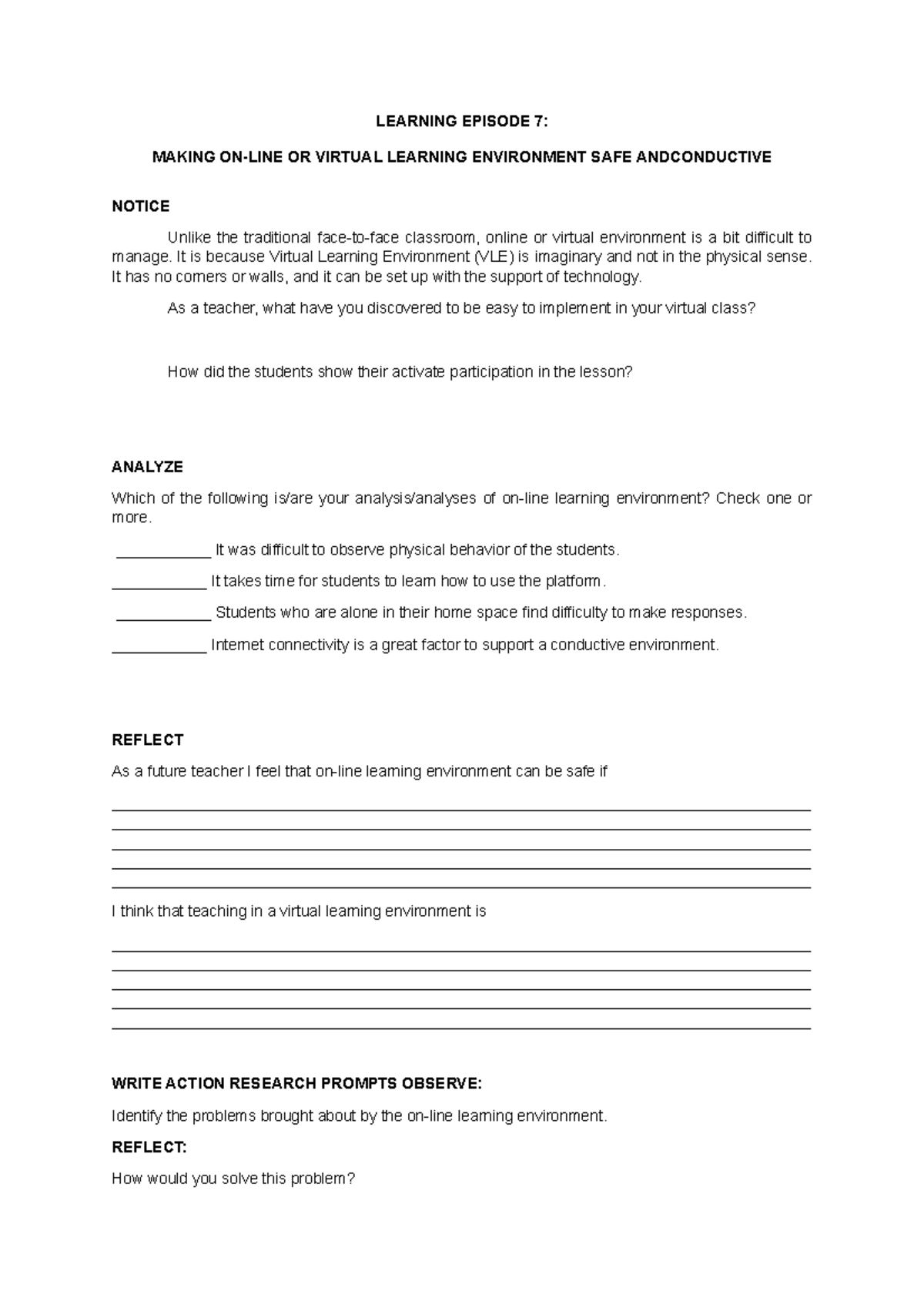 Learning- Episode-7 - .... - LEARNING EPISODE 7: MAKING ON-LINE OR ...