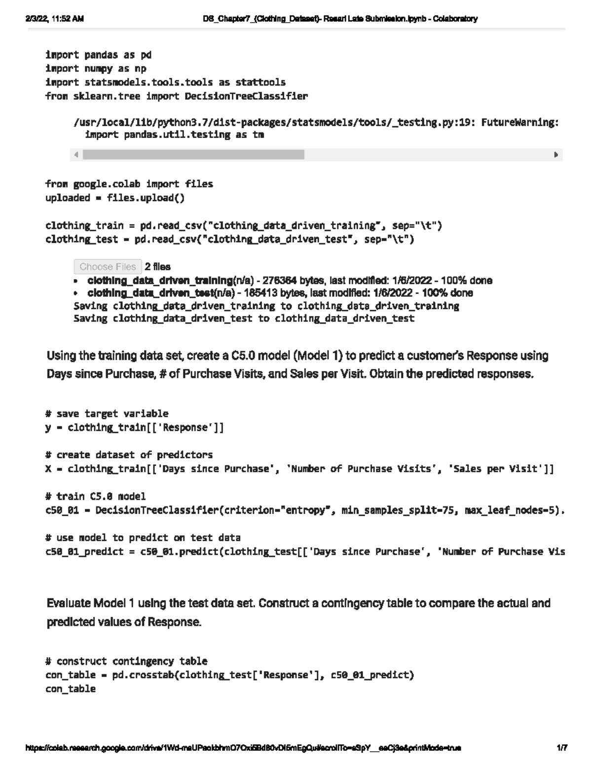 DS Ch7 Clothing Data Set Resari Late Sub - Computer Programming Lab 1 ...