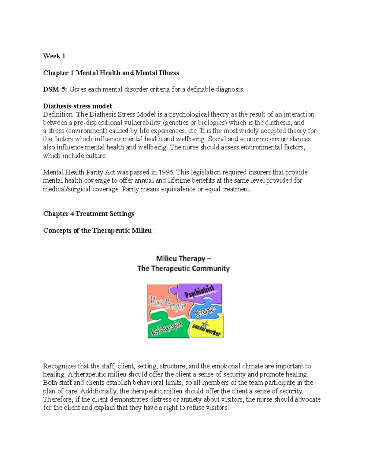 Exam 1 Study Resource mental - Week 1 Chapter 1 Mental Health and ...