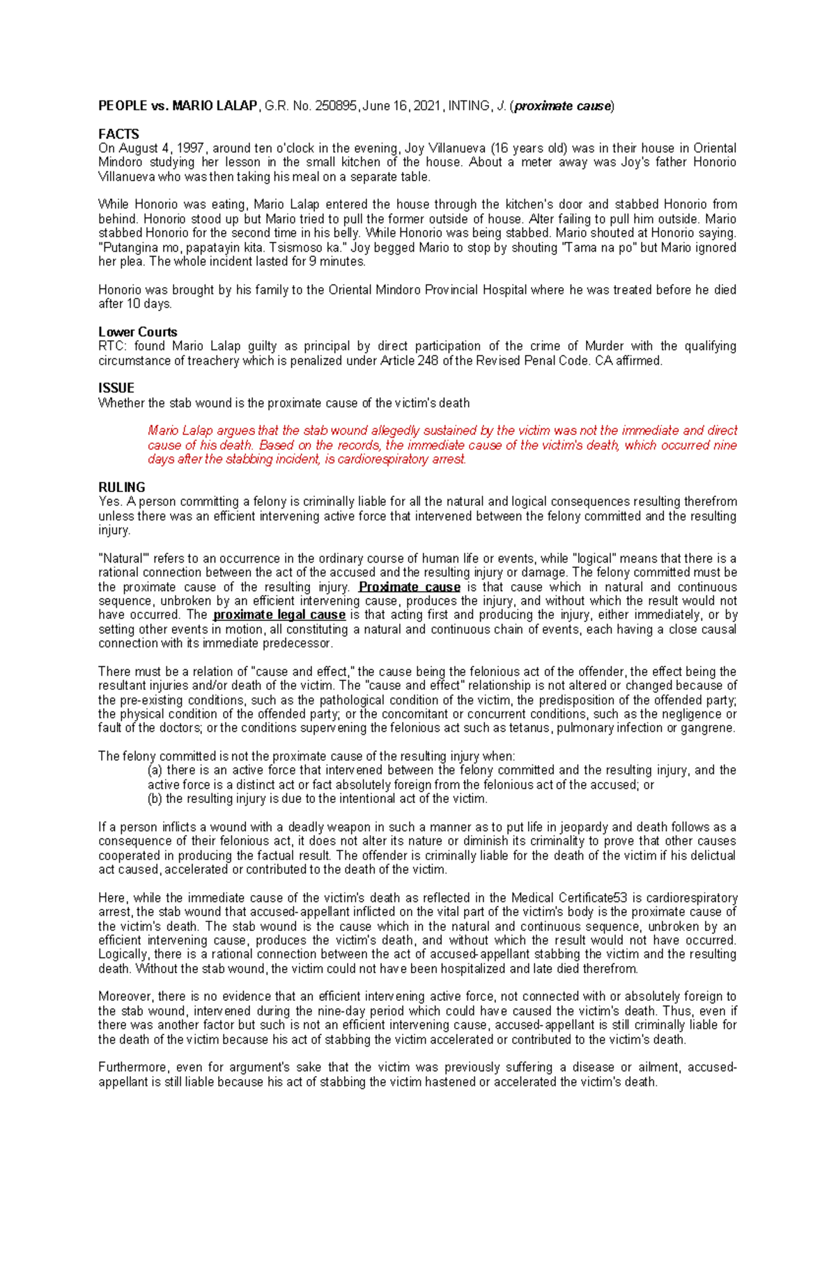 People vs Lalap - PEOPLE vs. MARIO LALAP, G. No. 250895, June 16, 2021 ...