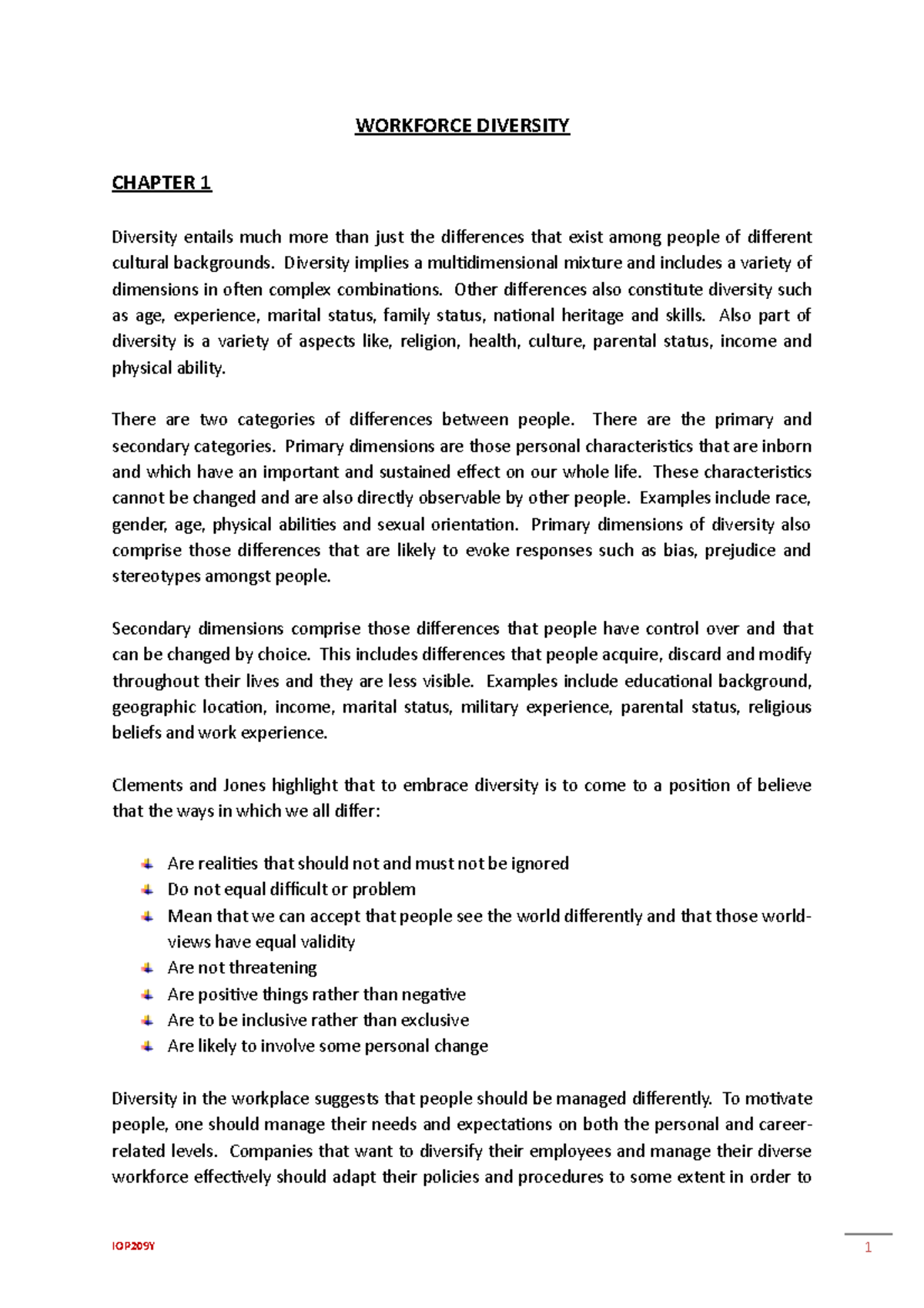 IOP1504-workforce diversity- summaries - WORKFORCE DIVERSITY CHAPTER 1 ...