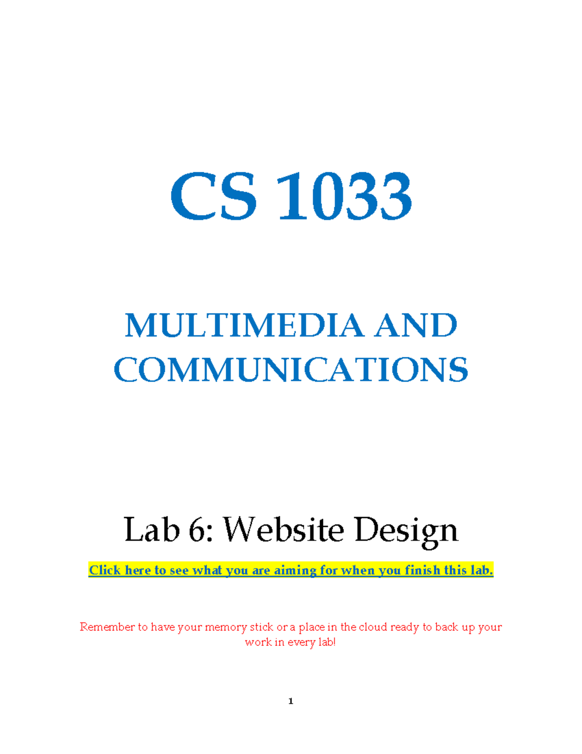 Lab6Windows Version - ,,,,, - CS 1033 MULTIMEDIA AND COMMUNICATIONS Lab ...