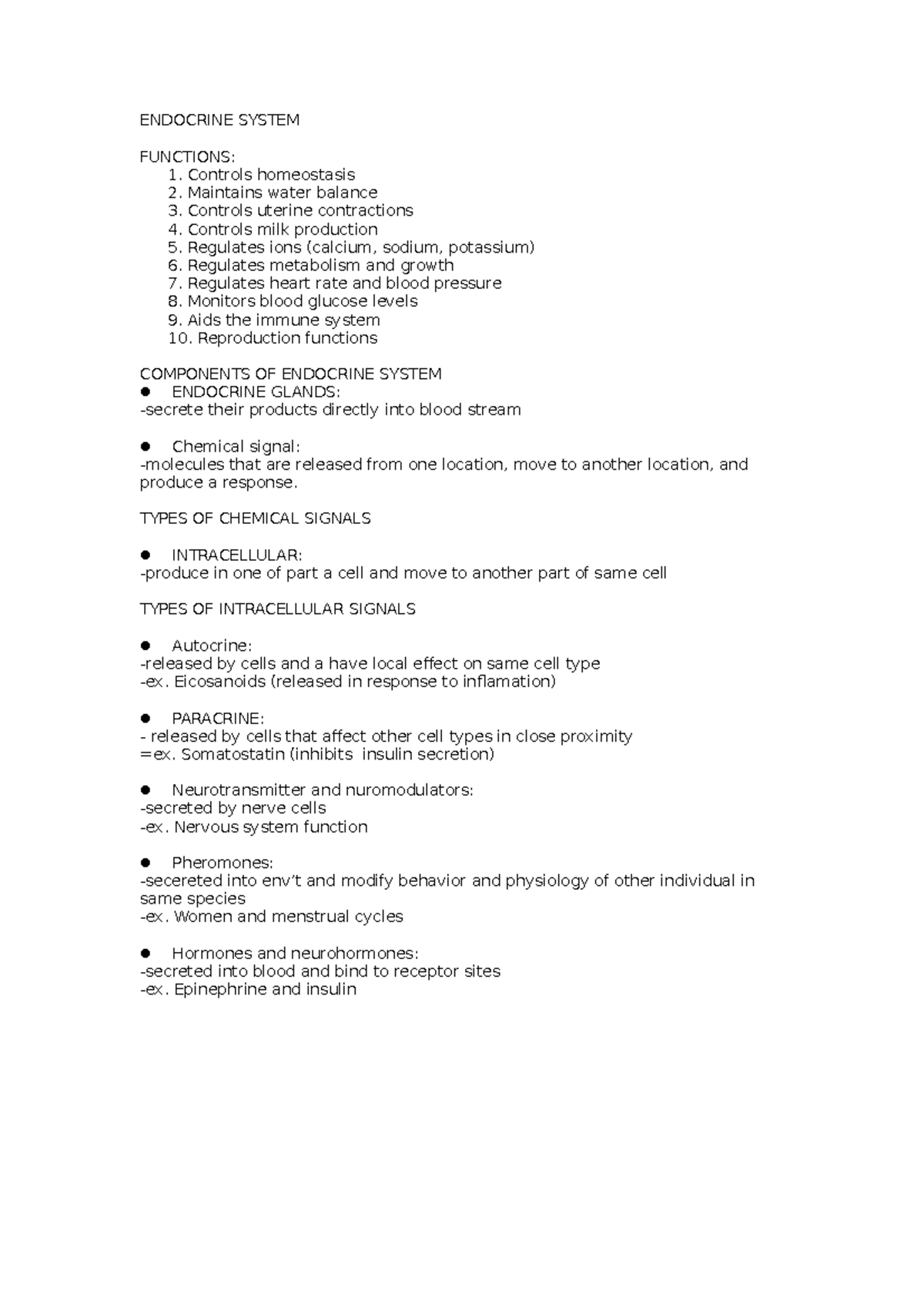 Endocrine System - student - ENDOCRINE SYSTEM FUNCTIONS: Controls ...