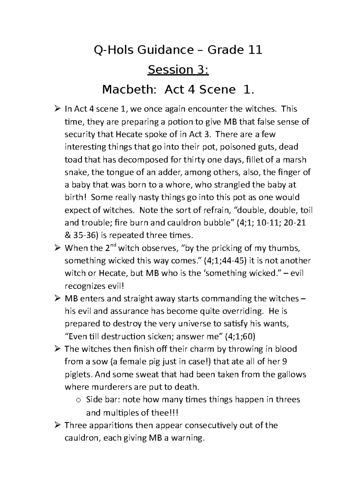 Grade 11 English Macbeth Session 3 - Q-Hols Guidance – Grade 11 Session ...