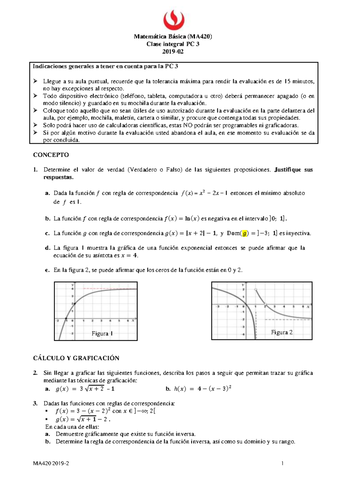 Clase integral- matematica básica - Matemática Básica (MA420) Clase integral PC 3 2019 - 02 ...