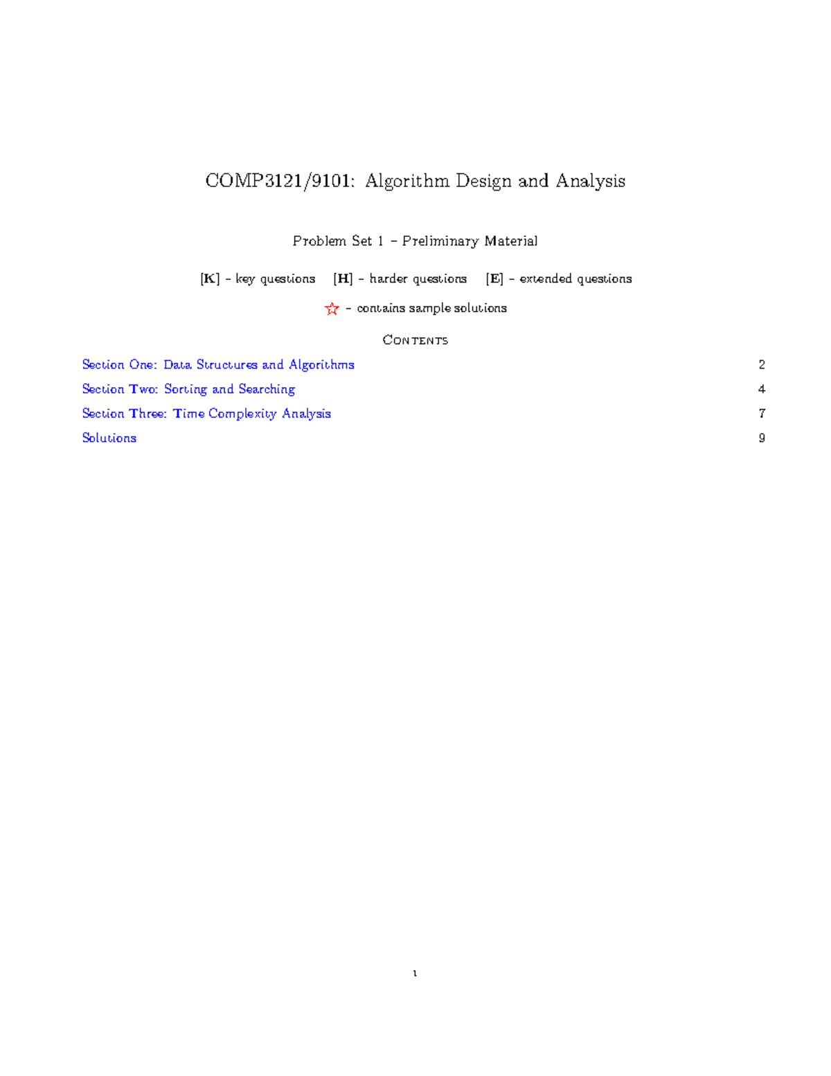 PSet 1 - Solutions - 23-t3 - COMP3121/9101: Algorithm Design and Analysis Problem Set 1 – - Studocu