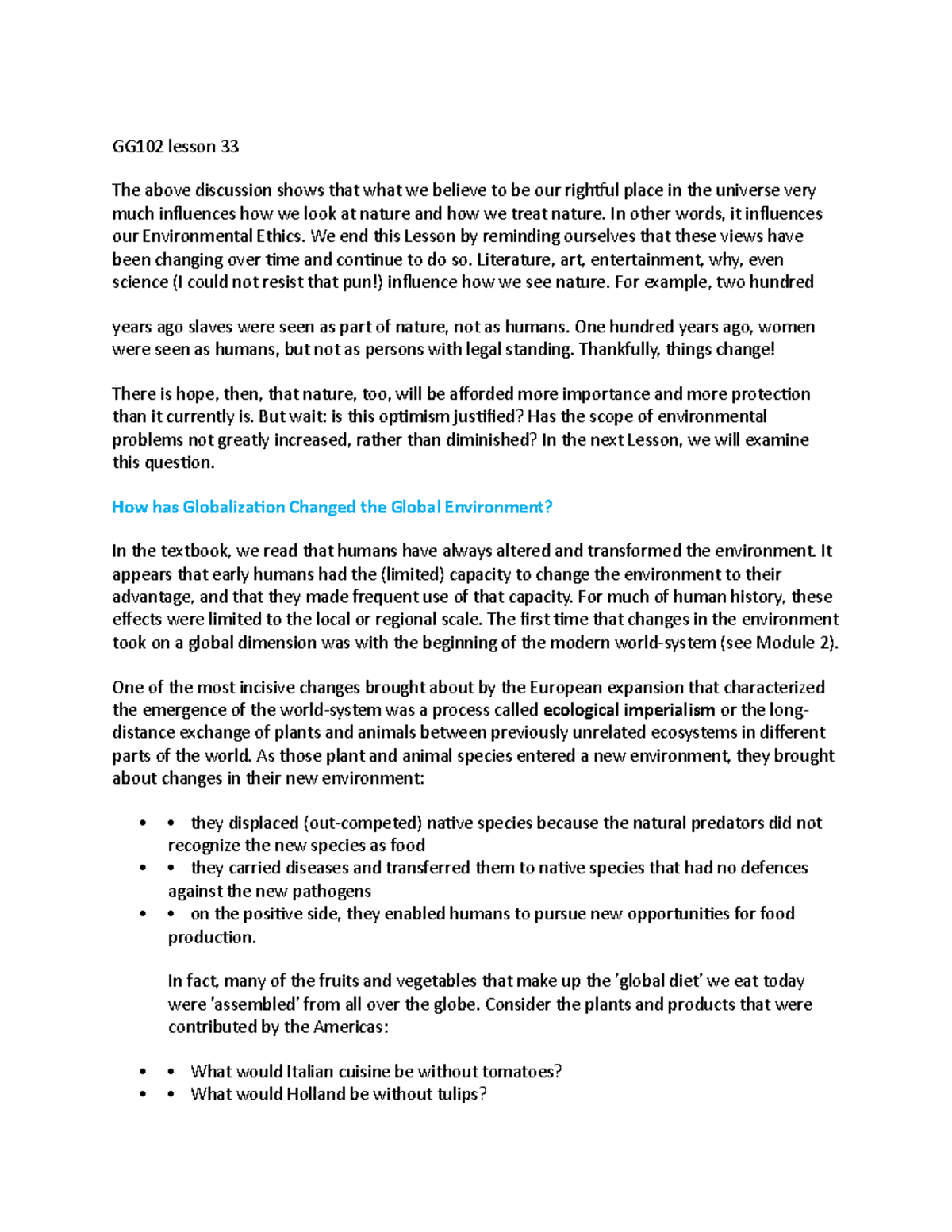 GG102 lesson 33 - human geography lecture 33 - GG102 lesson 33 The ...