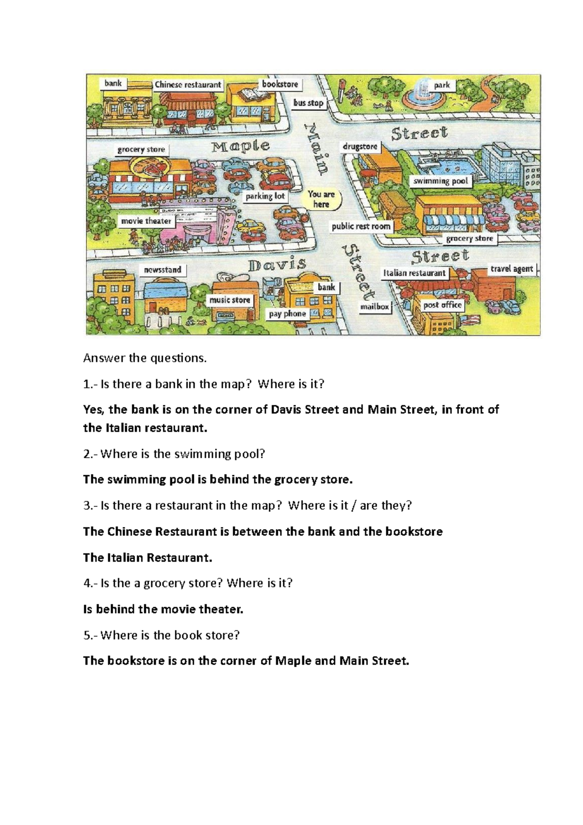 Direction homework - es un material servibe - Answer the questions. 1 ...