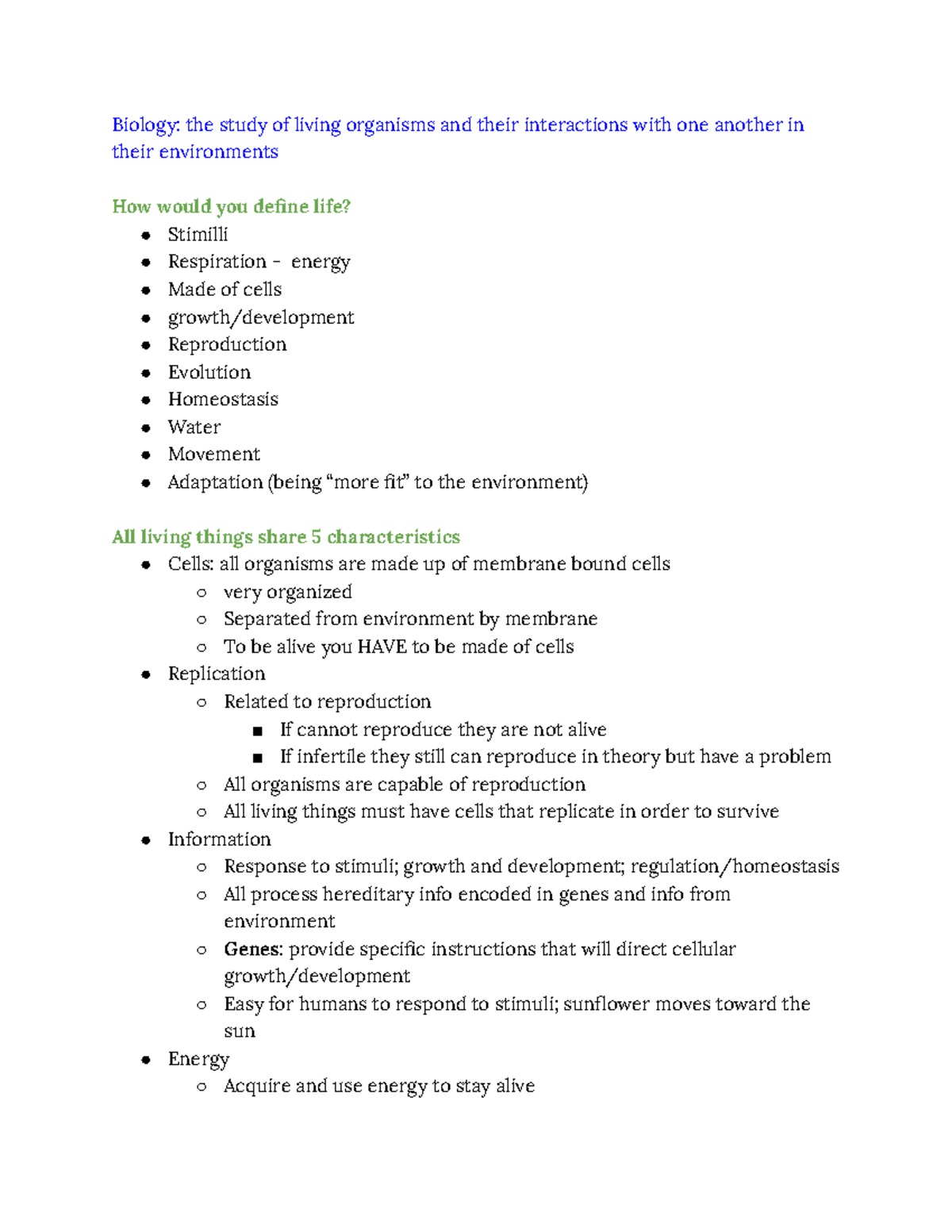 Bio 101: what is life - Biology: the study of living organisms and ...