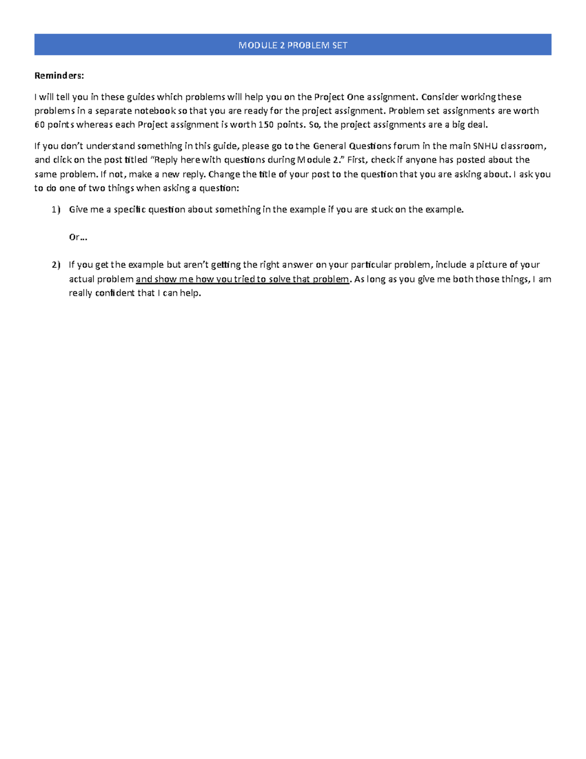 Module Two Problem Set Guide Reminders I Will Tell You In These 
