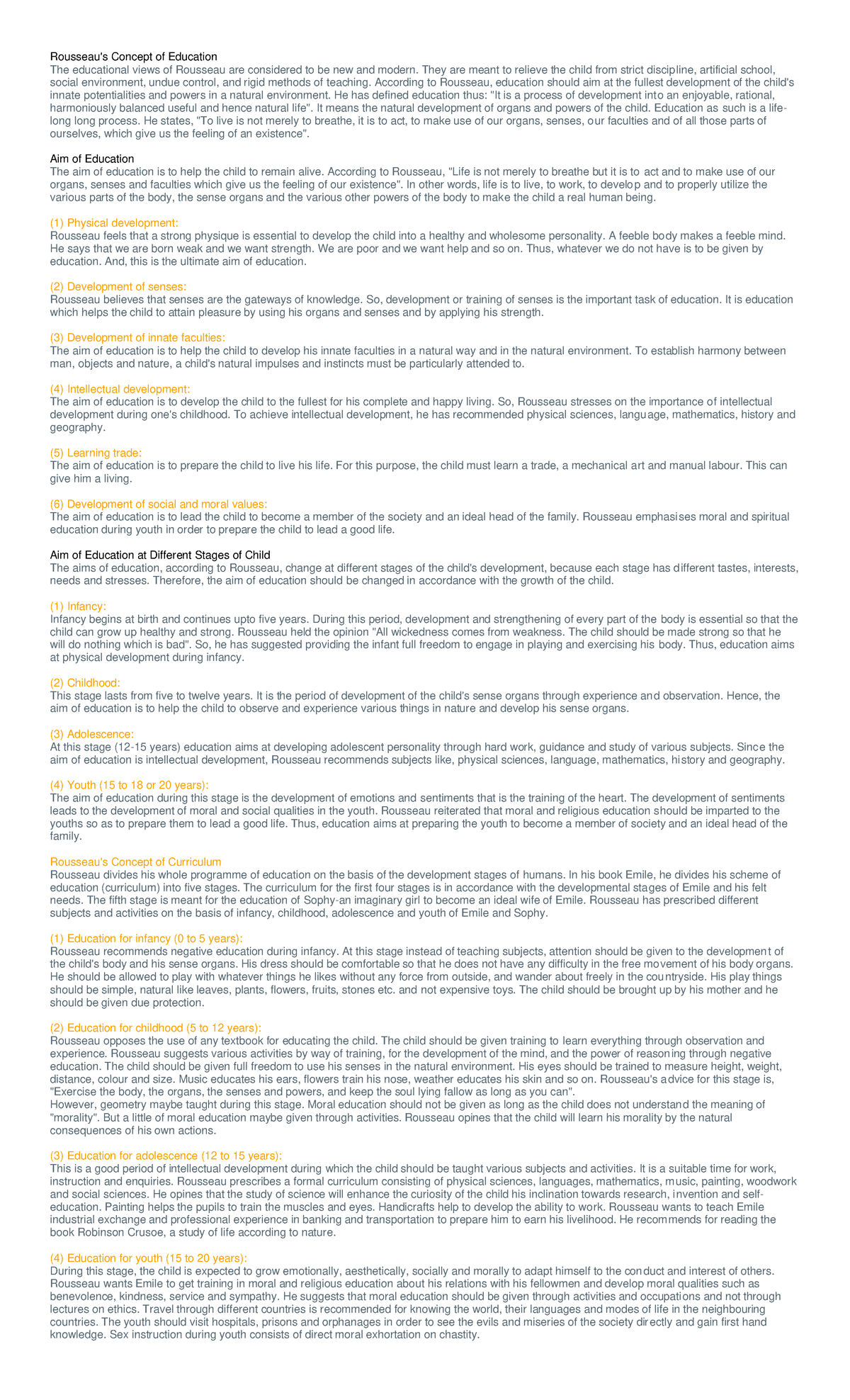 Document 5 - To study - Rousseau's Concept of Education The educational ...