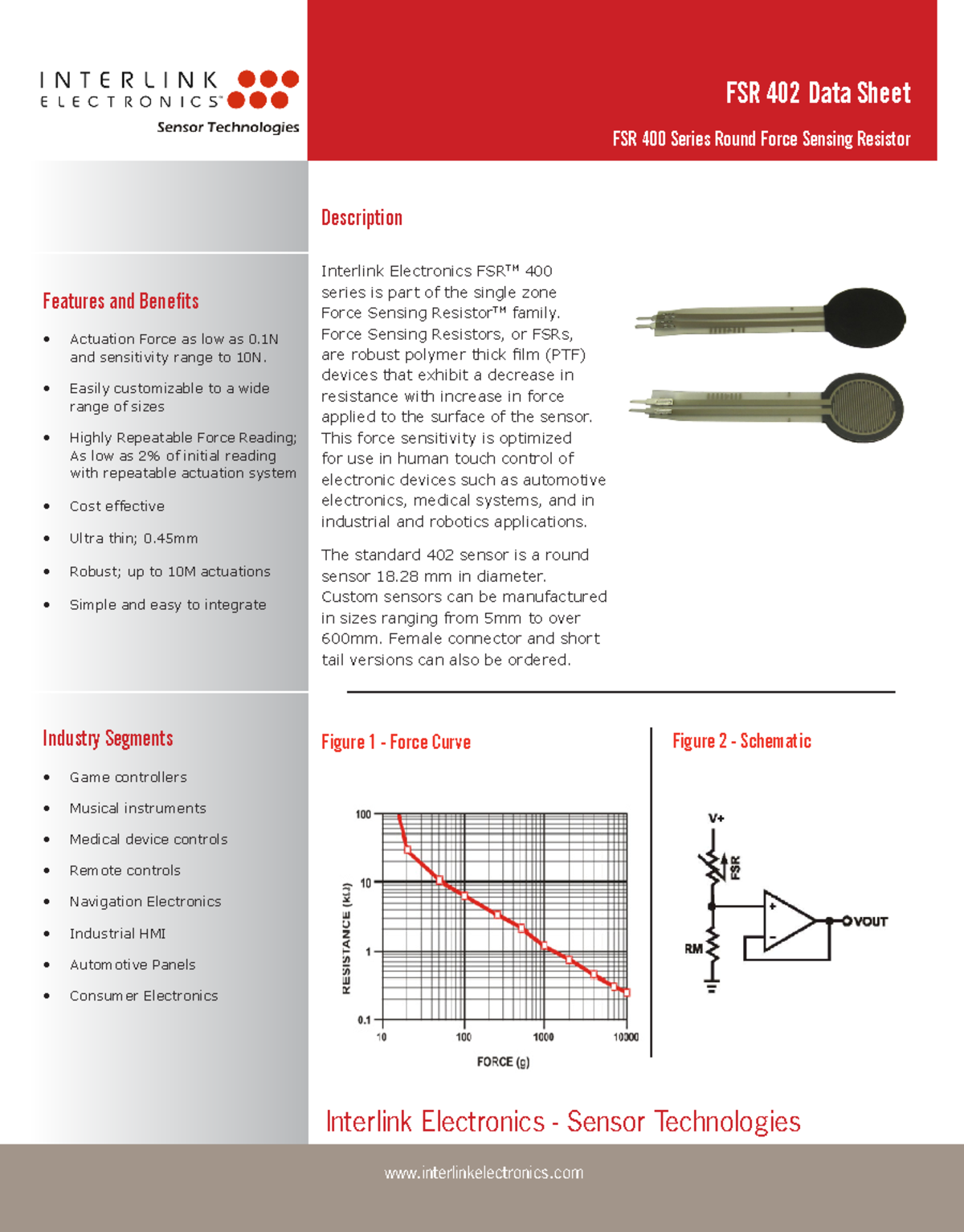 2010 10 26 Data Sheet FSR402 Layout 2 - FSR 402 Data Sheet Industry ...