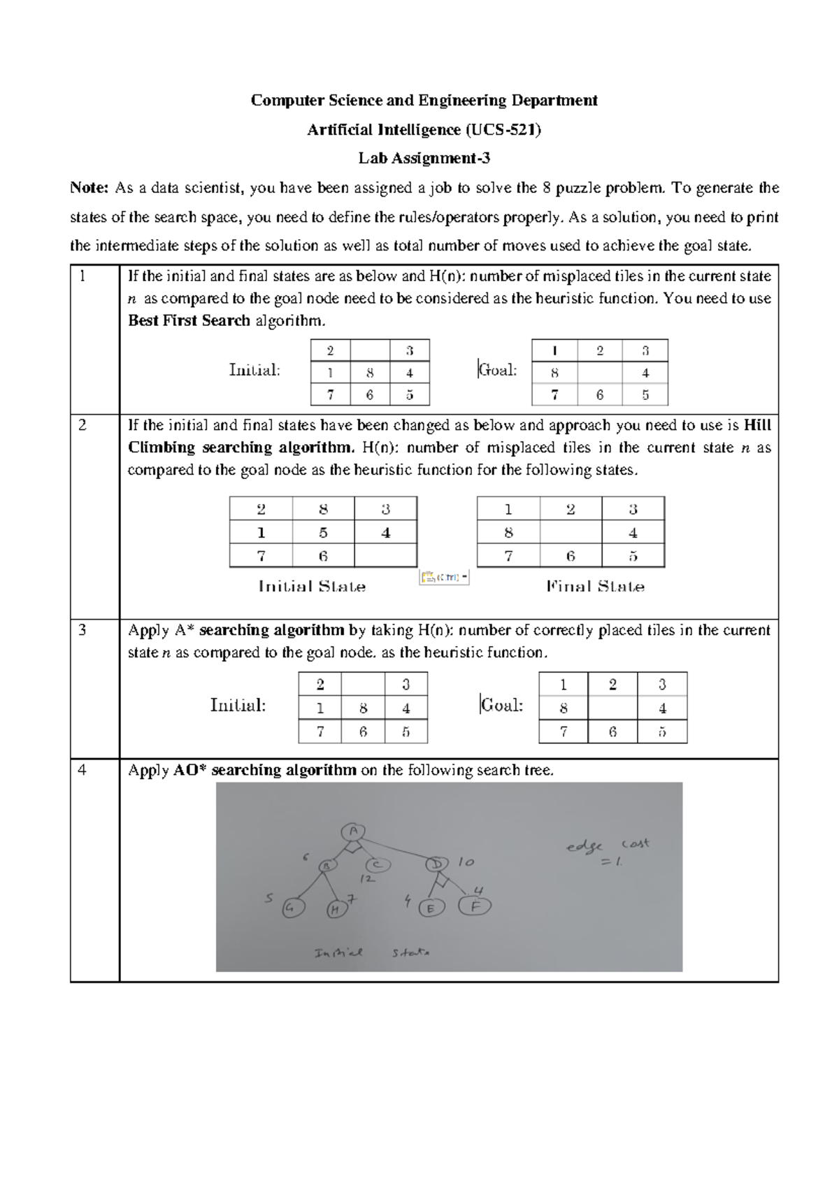 4. Lab Assignment 4 - Computer Science and Engineering Department Artificial Intelligence (UCS ...