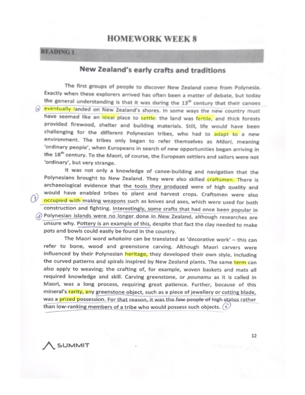 IELTS READING WEEK 8 - HOMEWORK WEEK 8 READING I New early crafts and ...