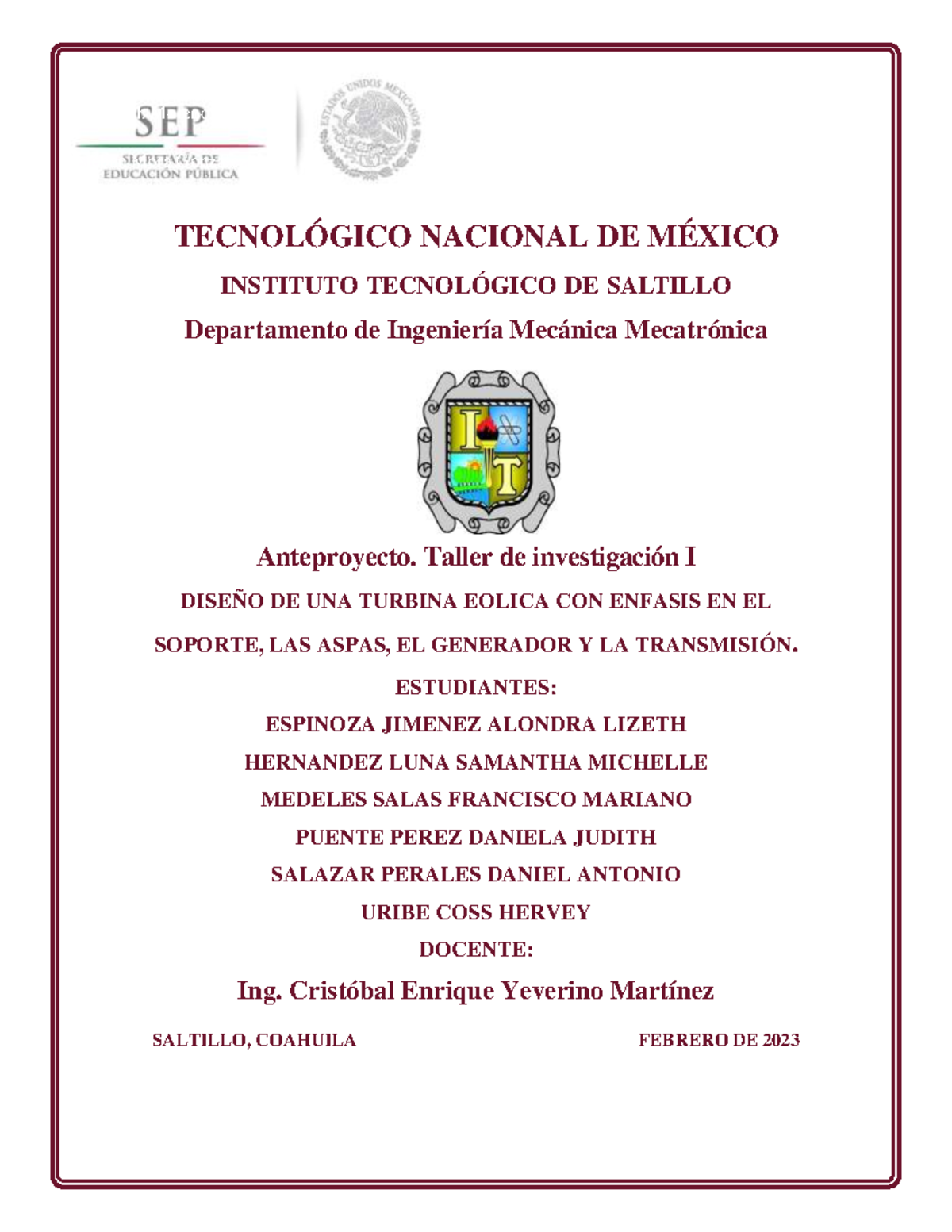 Anteproyecto TI1 - Materia de investigacion - Carmen Mayela Zavala ...