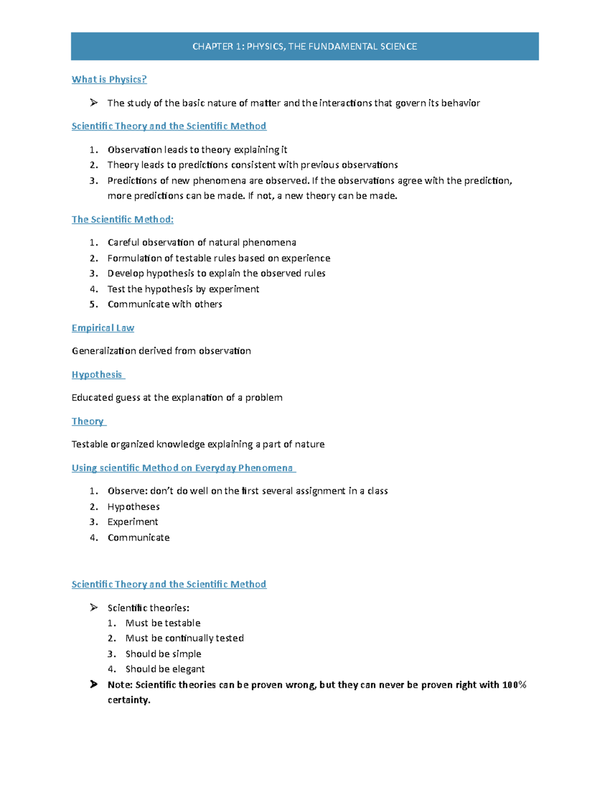 Chapter 1- Physics, the Fundamental Science - What is Physics? The ...