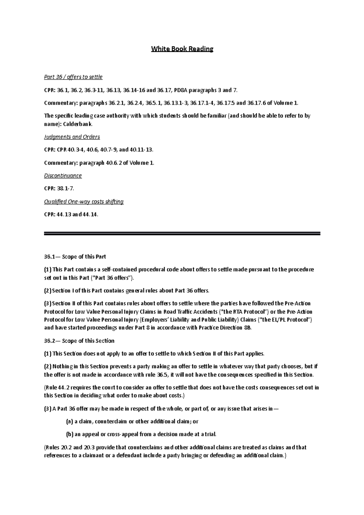 White Book Reading - White Book Reading Part 36 / offers to settle CPR ...