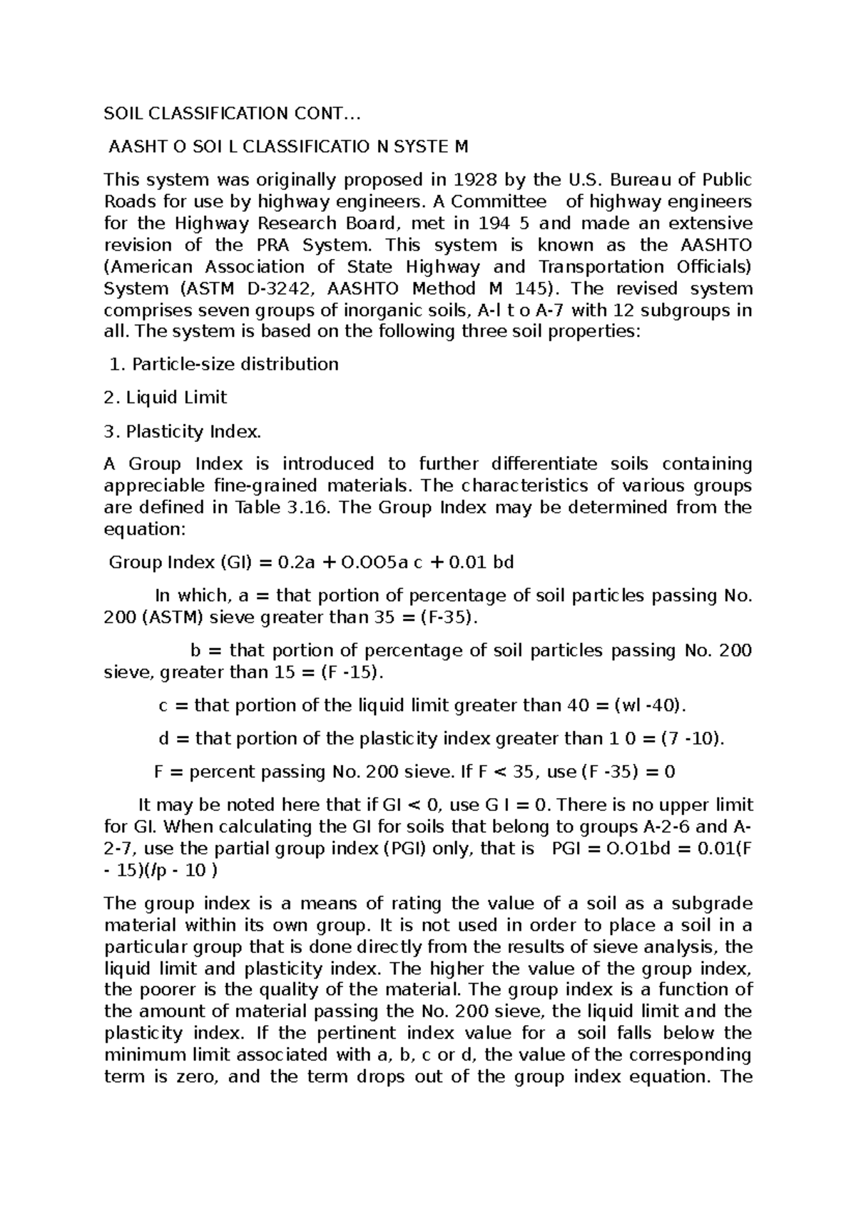 Soil classification 043405 - SOIL CLASSIFICATION CONT... AASHT O SOI L ...