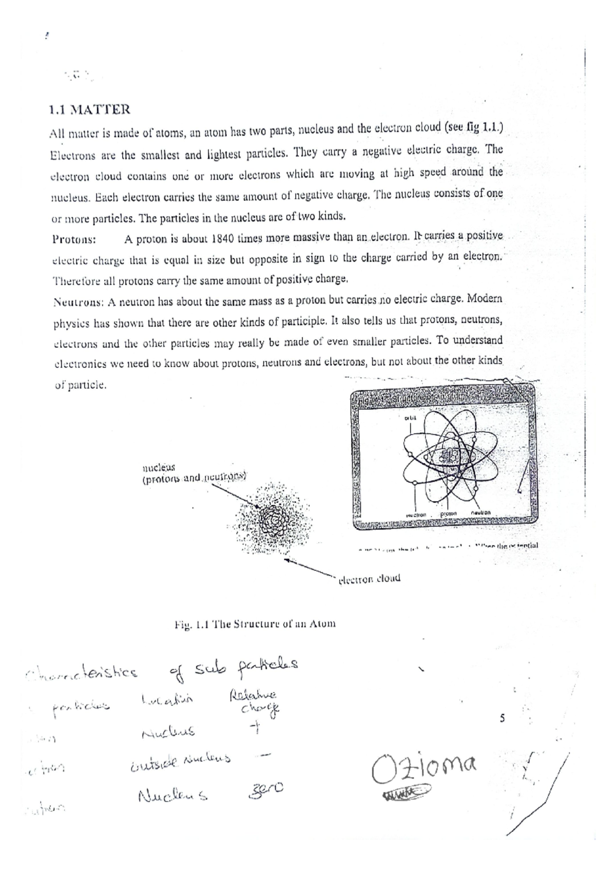 EEC 124 - To educate student - 1 MATTER All matter is made of atoms, an atom has two parts ...
