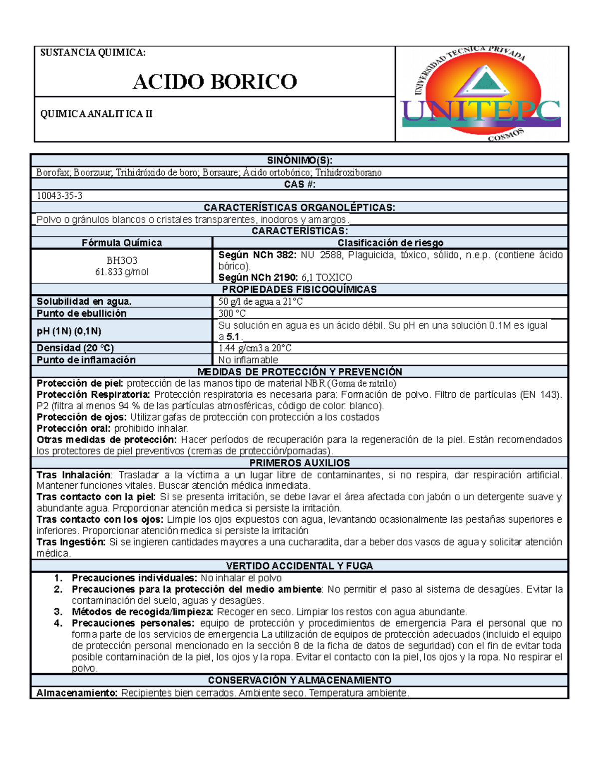 Acido Borico - trabajos - SUSTANCIA QUIMICA: ACIDO BORICO QUIMICA ...