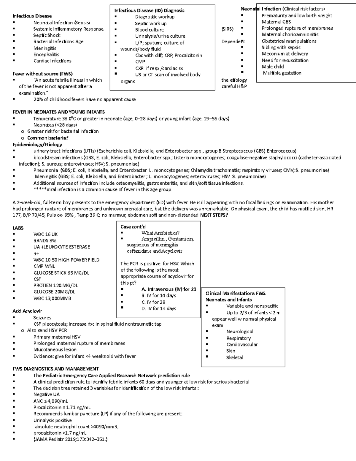 Infectious Disease - Outline from powerpoints - Infectious Disease ...