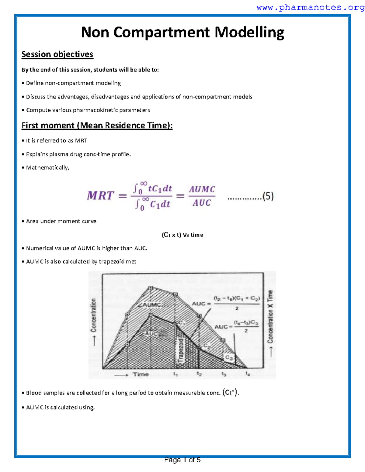 Non Compartment Modelling www - Non Compartment Modelling Session ...