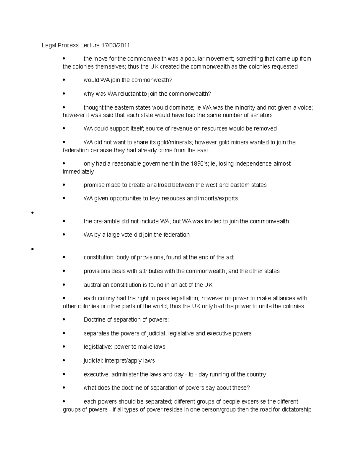 Lecture notes, Week 1, Lecturer Holly Cullen - Legal Process Lecture 17 ...