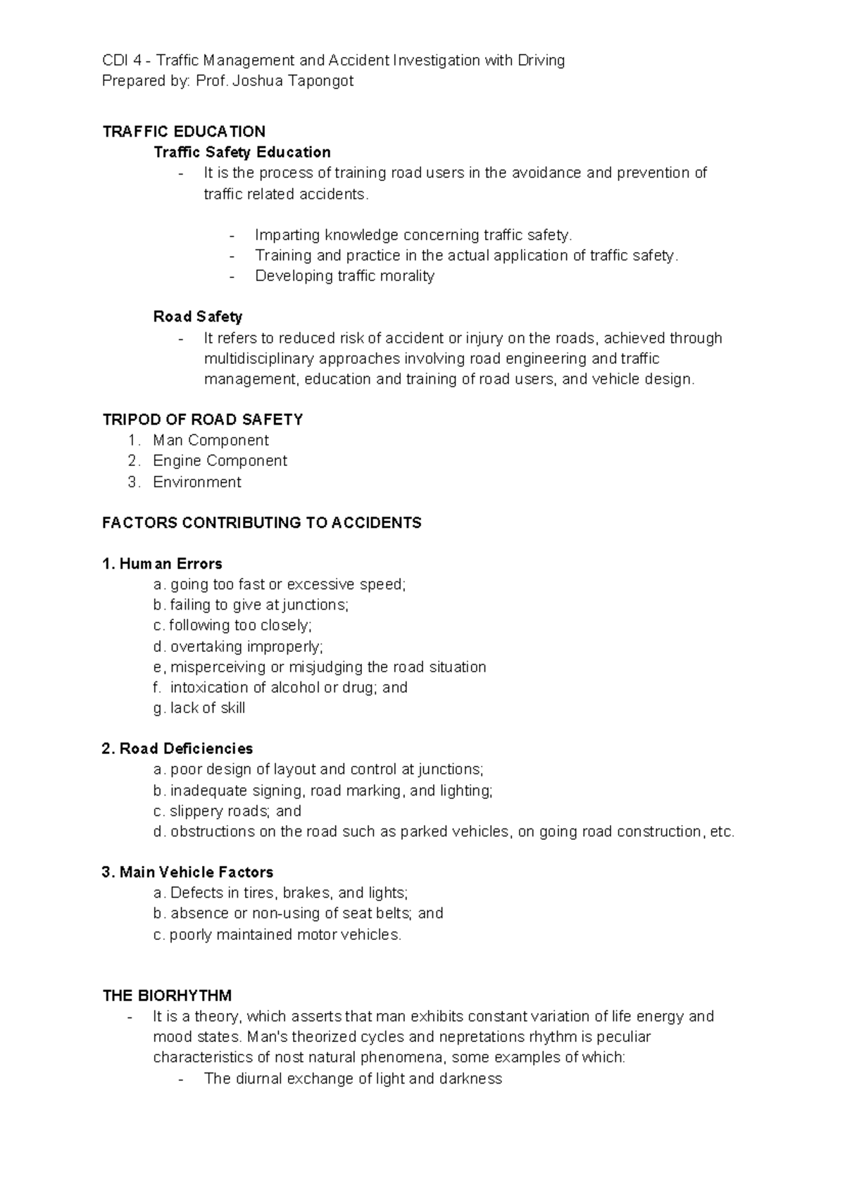 Traffic- Education - Lecture notes - CDI 4 - Traffic Management and ...