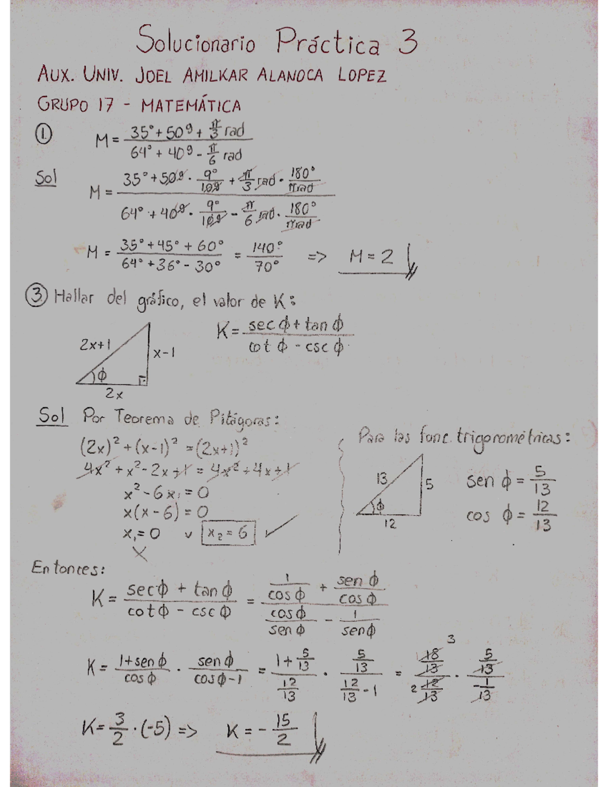 Solucionario Práctica N°3 - Matematica - Studocu